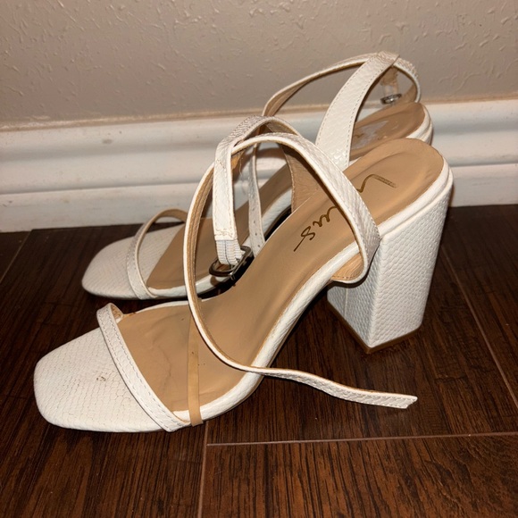 Shoes | White Strappy Block Heels | Poshmark